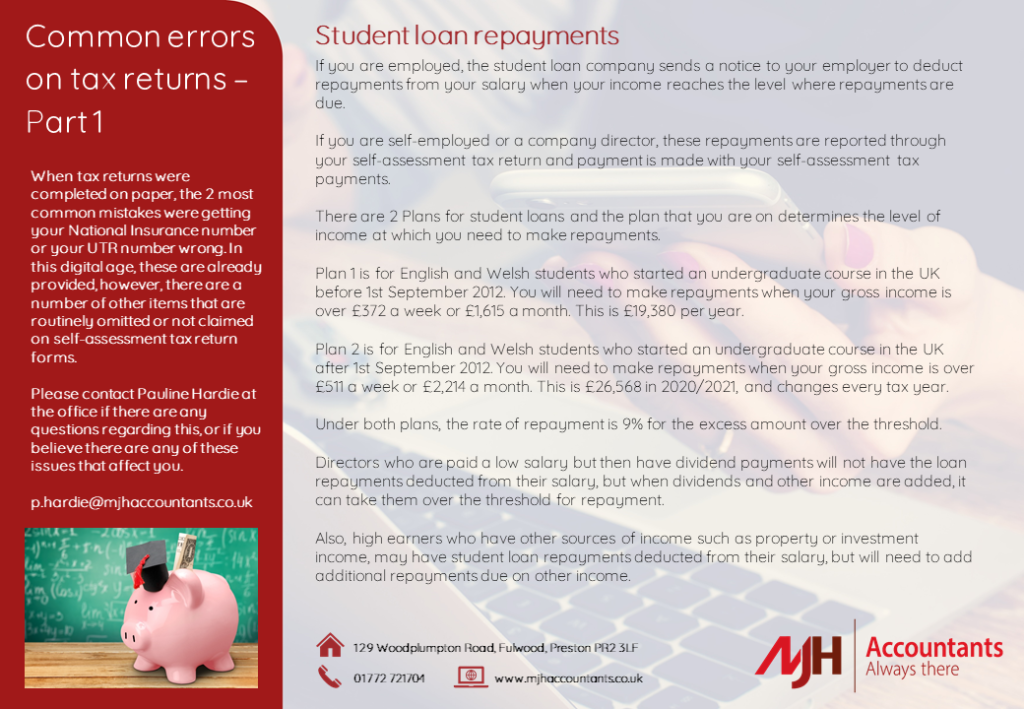 Common errors on tax returns - part 1 | MJH Accountants Preston